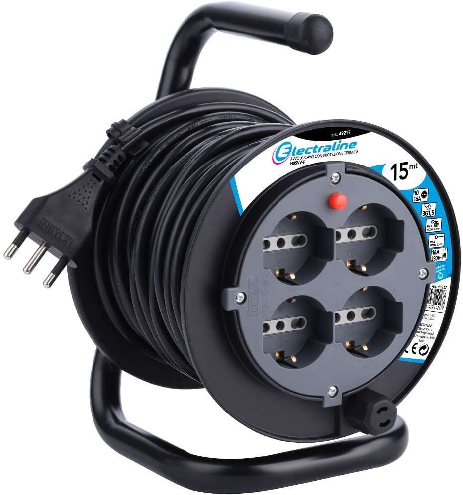 Prodotti | Electraline 49217 Prolunga Elettrica con Avvolgicavo 15 Mt